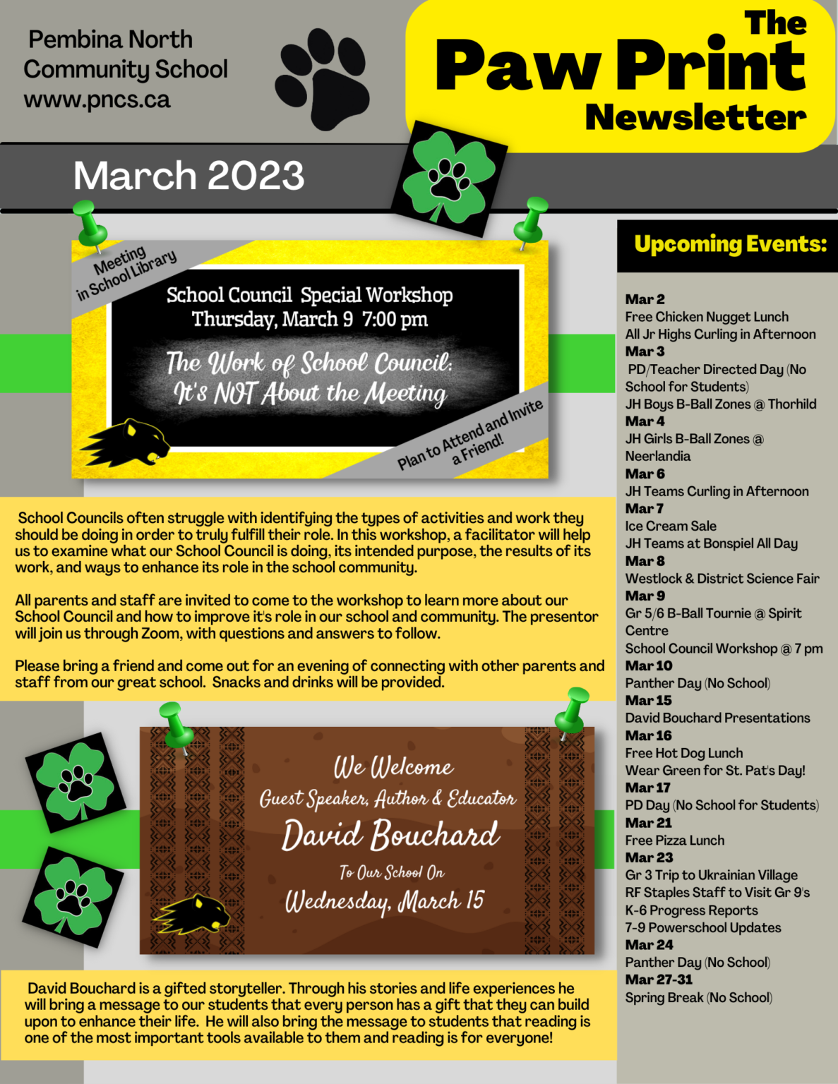 Paw Print Newsletter March 2023 - Pembina North Community School
