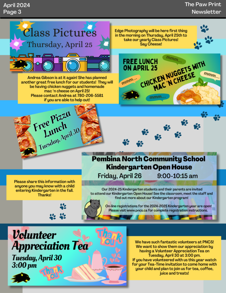 The Paw Print Newsletter April 2024 - Pembina North Community School
